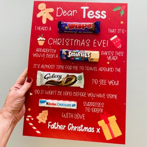 Christmas Elf Arrival Card, Personalised Christmas Chocolate Board, Elf ...