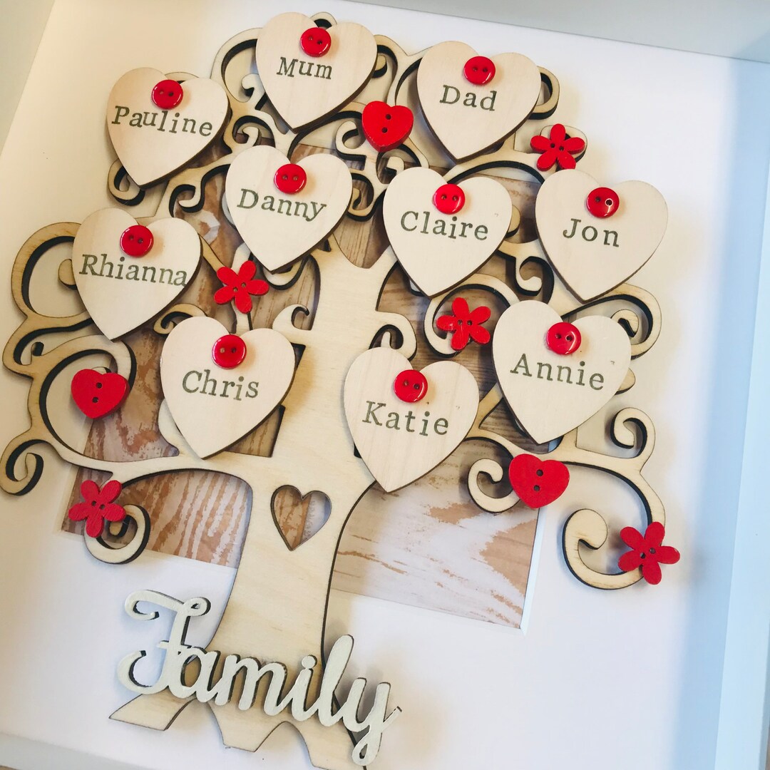 Personalised Family Tree Frame, Family Tree Kids Grandkids, Custom ...