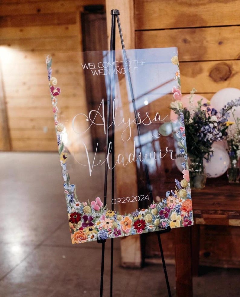 Hand-painted Floral Wedding Sign - Etsy