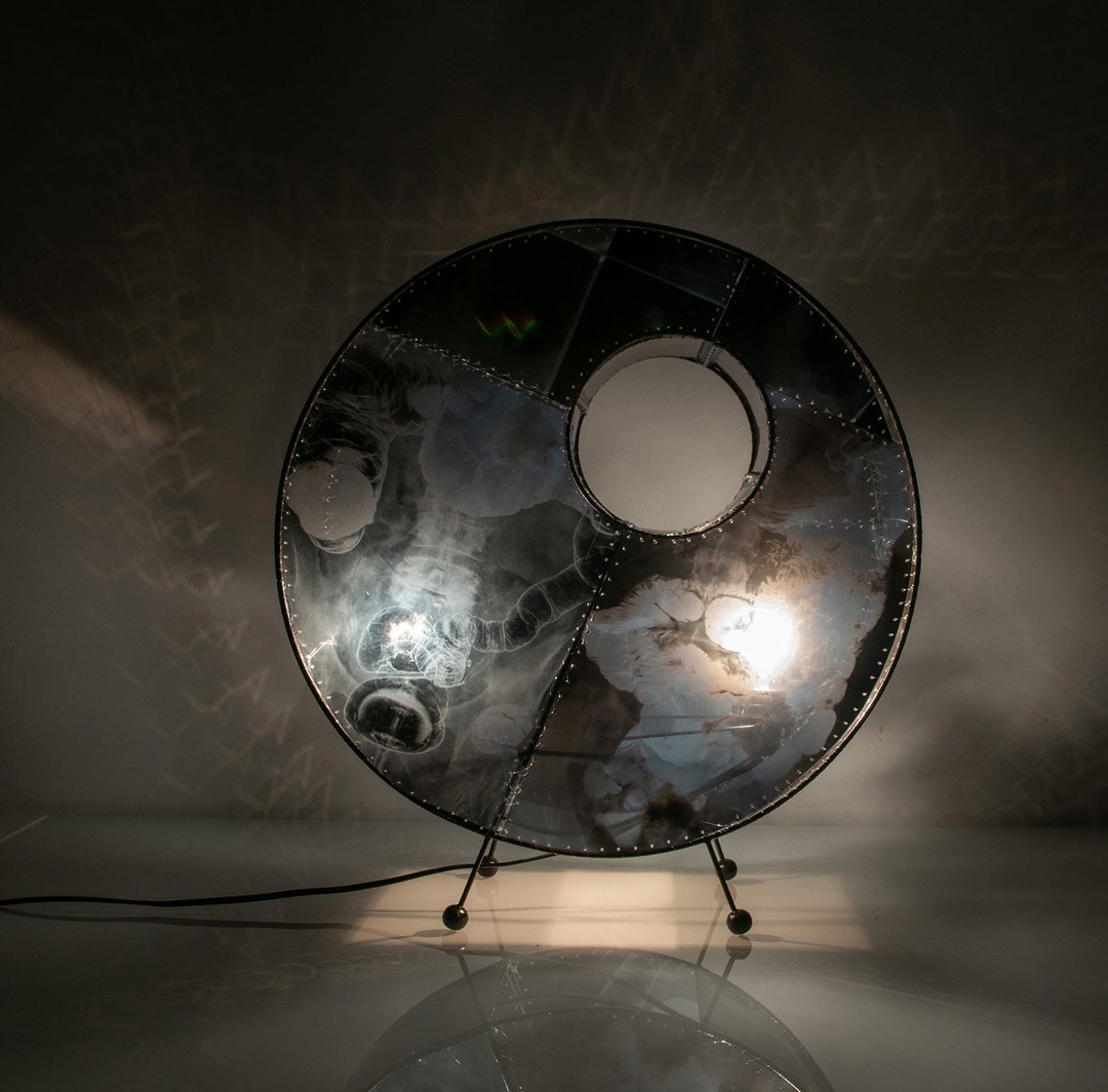 Table or Floor Round Lamp With X-ray of Guts, Housewarming Gift for ...