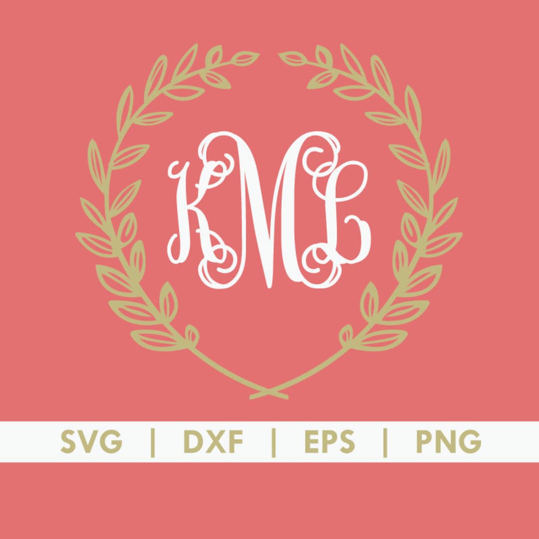 Floral Monogram Leaf Crest SVG DXF PNG Cut File Silhouette Cameo Cricut ...