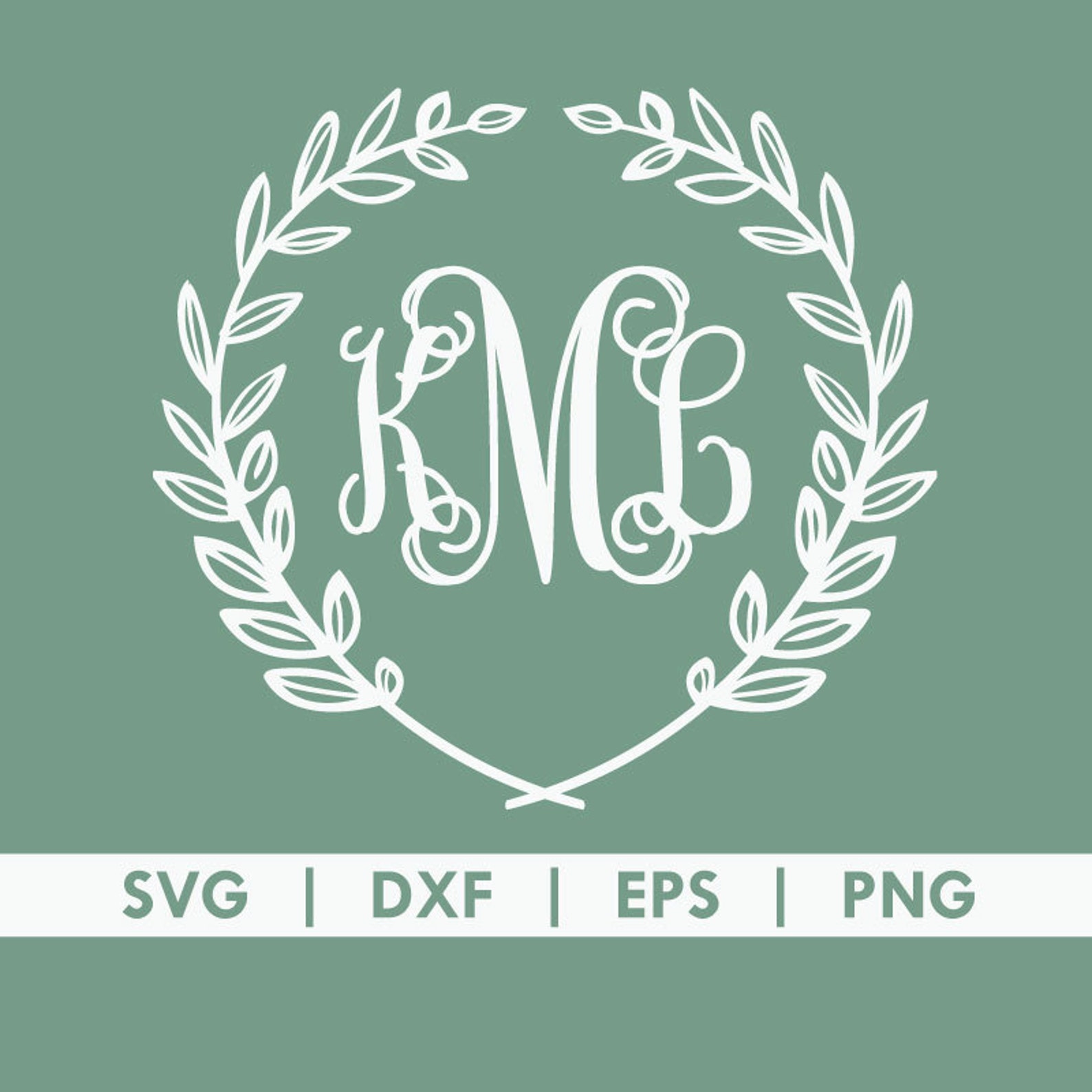 Floral Monogram Leaf Crest SVG DXF PNG Cut File Silhouette - Etsy
