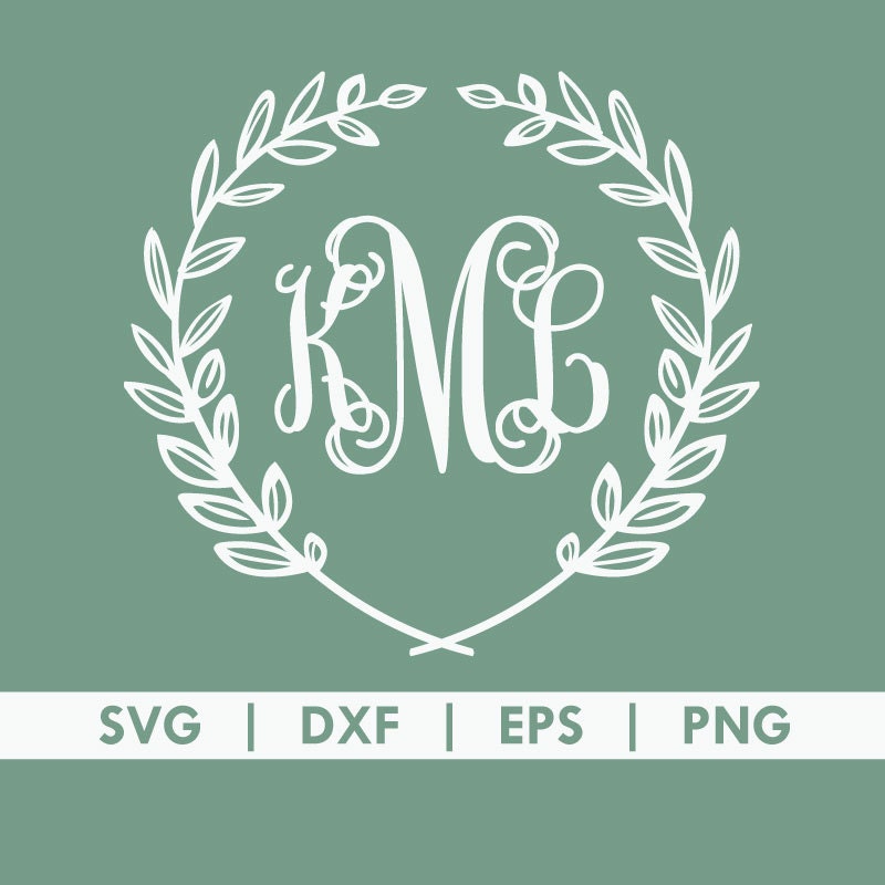 Floral Monogram Leaf Crest SVG DXF PNG Cut File Silhouette - Etsy