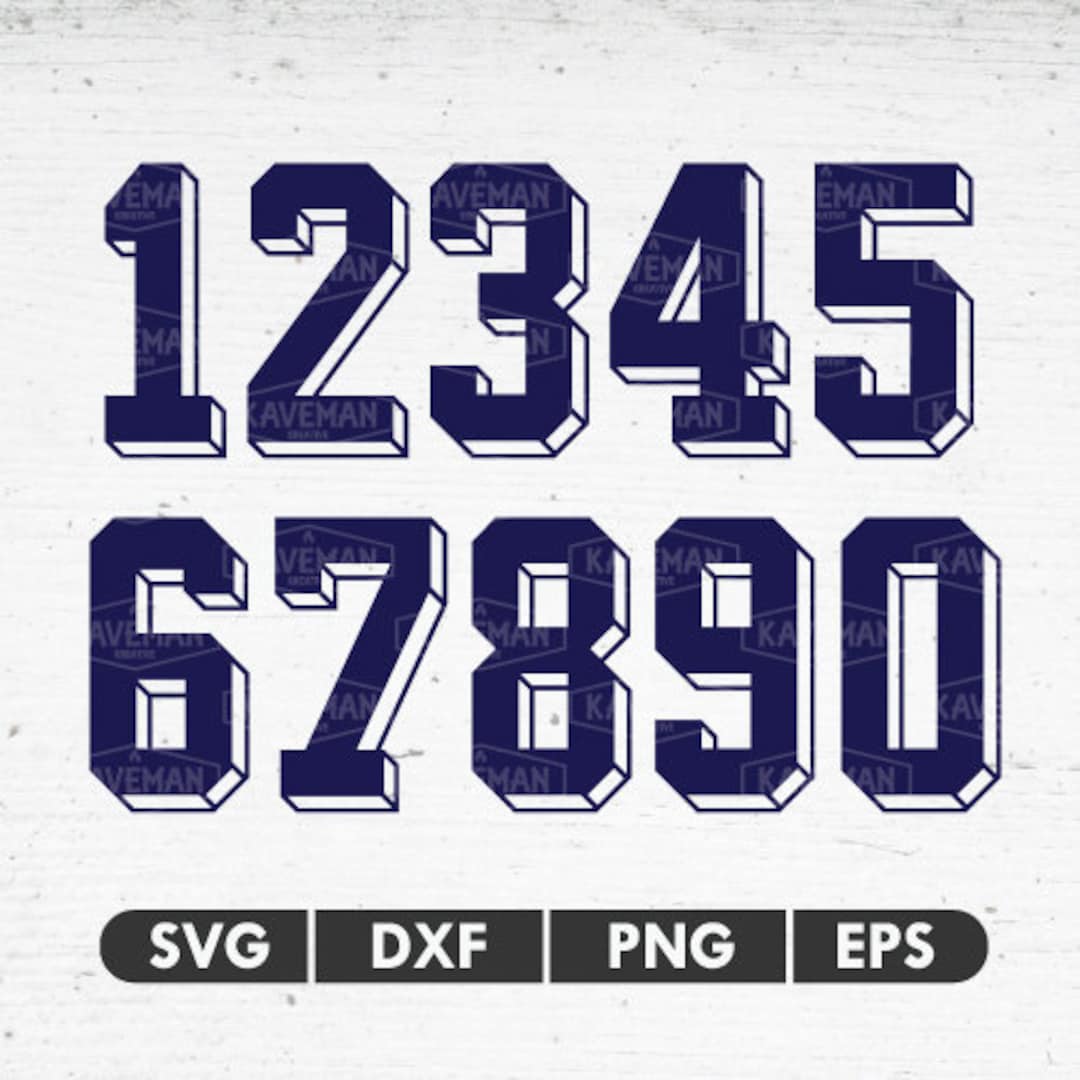 Retro Jersey Shadow Block Numbers SVG DXF EPS Vector Cut File - Etsy