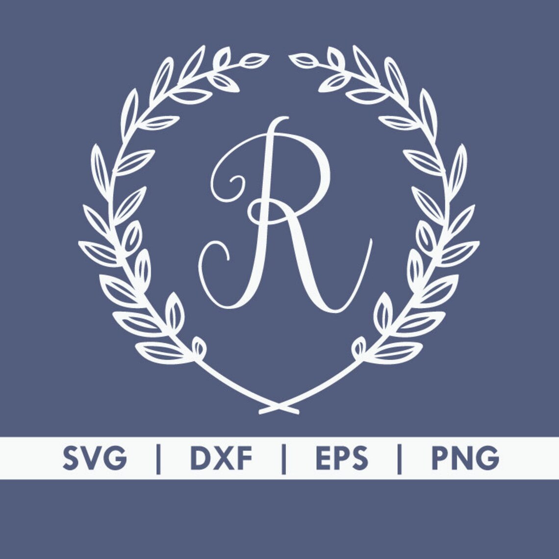 Floral Monogram Leaf Crest SVG DXF PNG Cut File Silhouette - Etsy