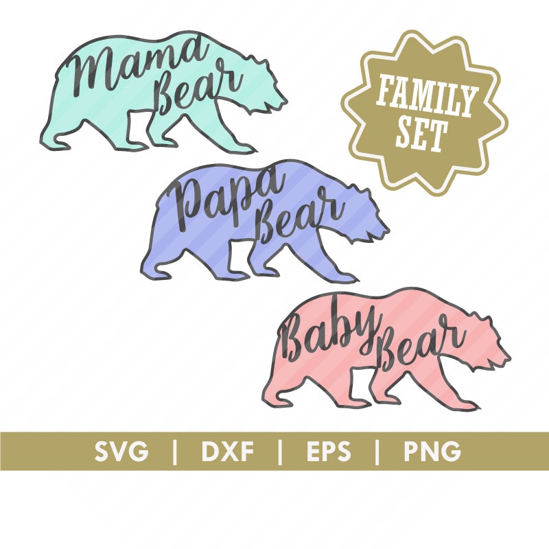 Mama Papa Baby Bear Family Set SVG DXF Cut File - Etsy Hong Kong