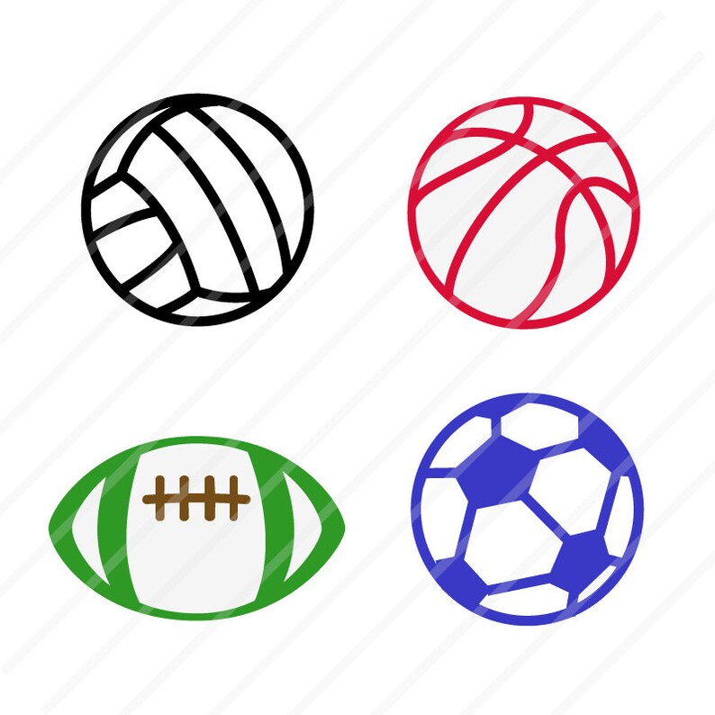 Sports SVG DXF Pack Basketball Football Volleyball Soccer - Etsy