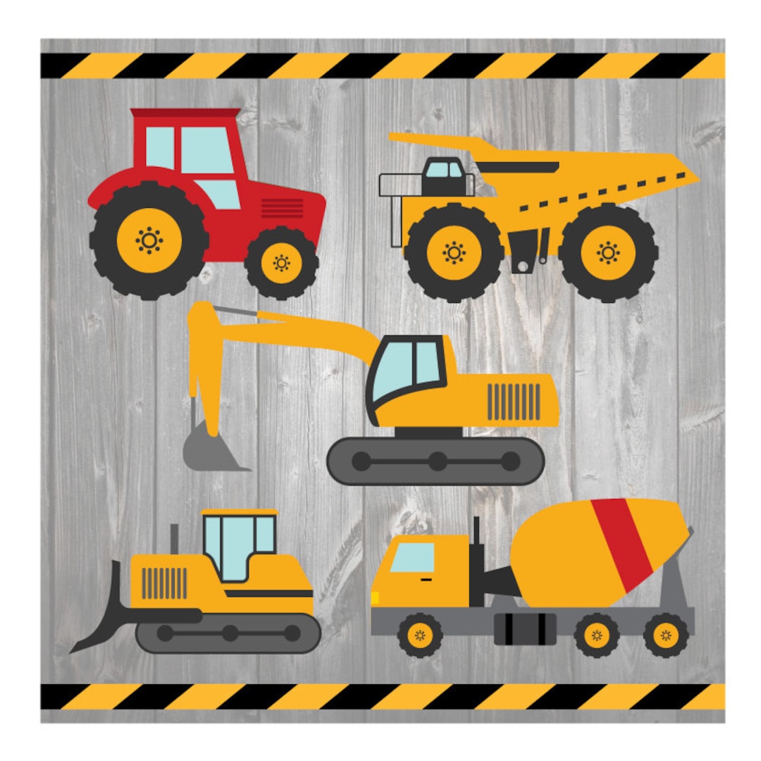 Construction Tractor Dozer Excavator Mixer Dump Truck SVG DXF Cut File ...
