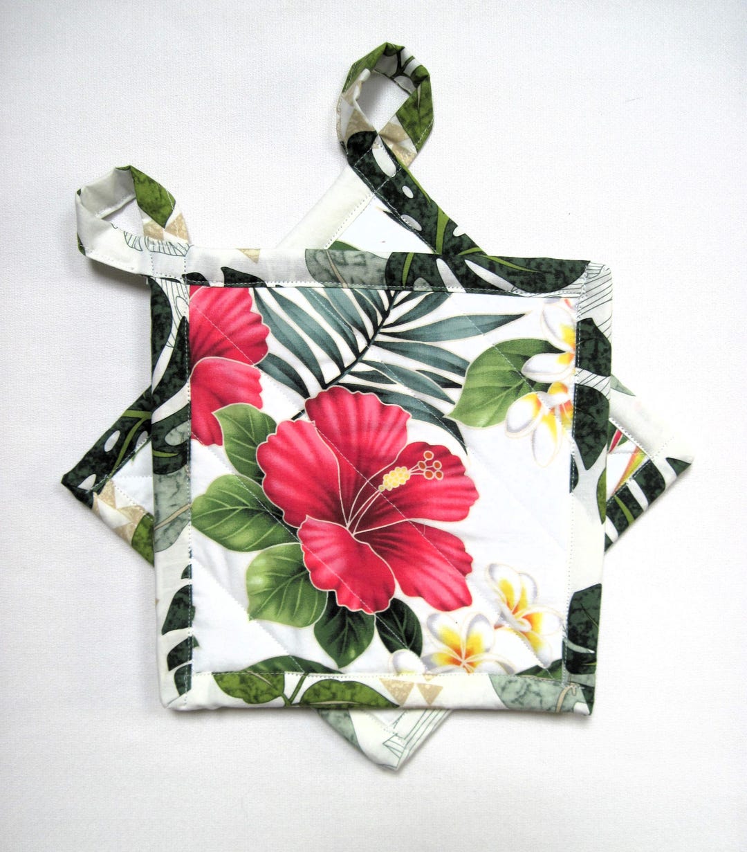 Quilted Potholders (set of 2), Hawaiian Hibiscus Flower Hot Pads - Etsy