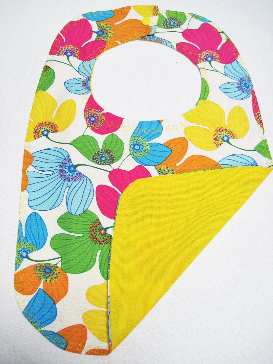 Baby/toddler Full Coverage Flower Bib, Multi-colored Flowers on White ...