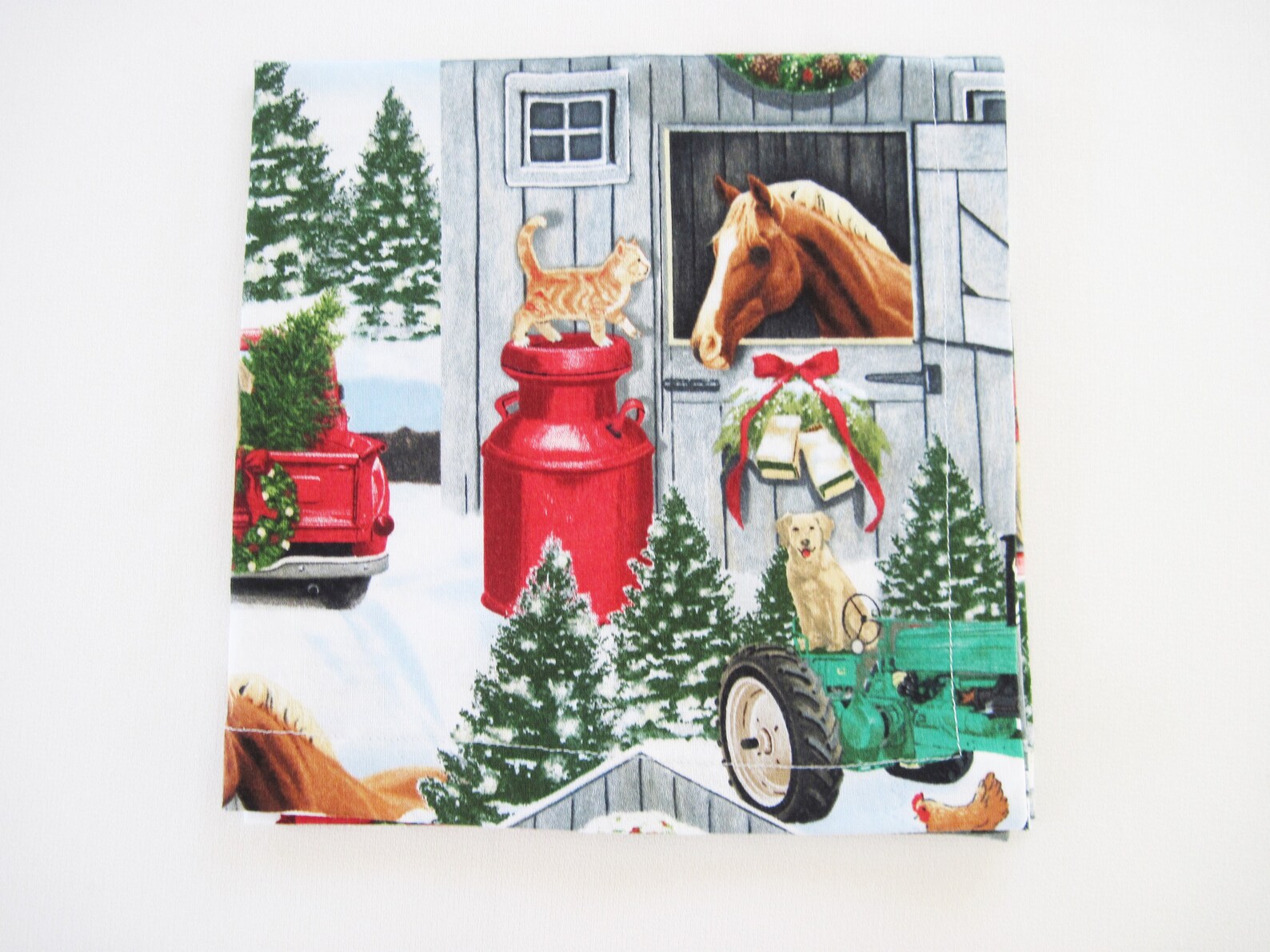 Set of 4 Christmas/holiday Cloth Napkins Featuring Fanciful - Etsy