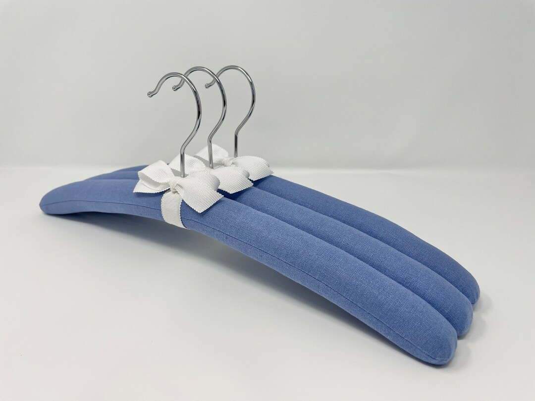 Blue Linen Hangers, Padded Hangers, Bridesmaid Hangers, Periwinkle ...