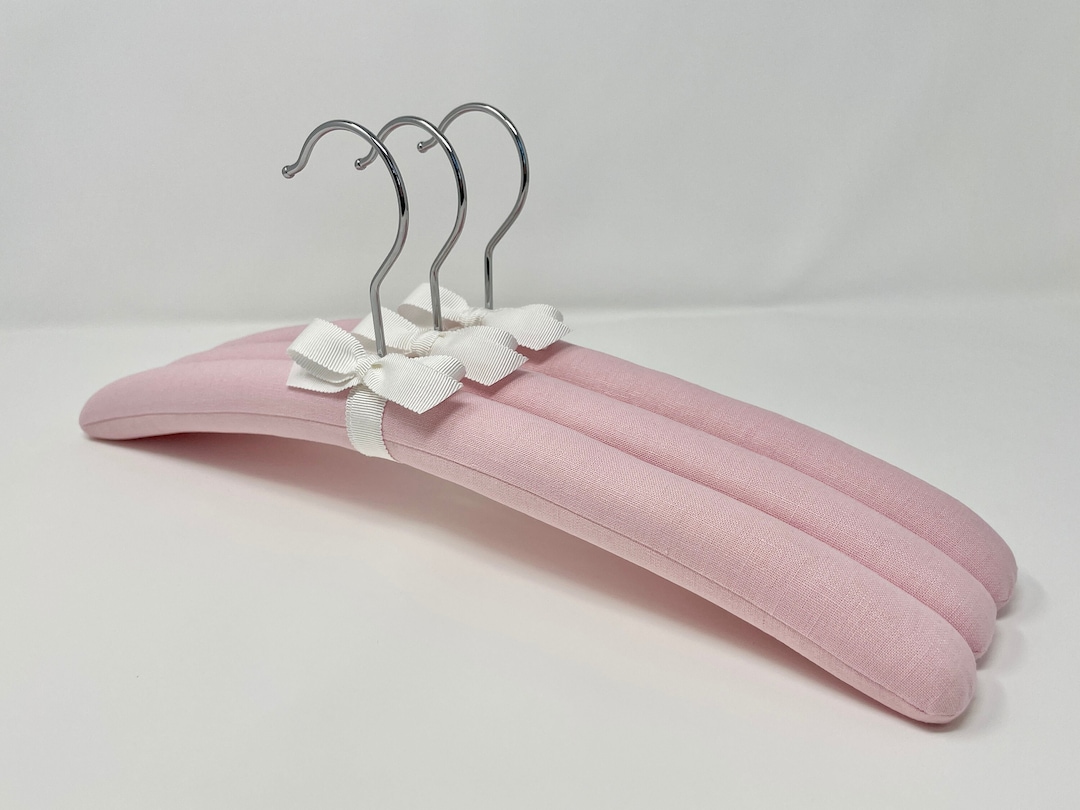 Pink Linen Hangers, Padded Hangers, Bridesmaid Hangers, Bridal Hanger ...