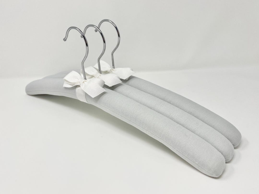 French Grey Linen Hangers, Set of 3, Neutral Linen Hangers, Grey ...