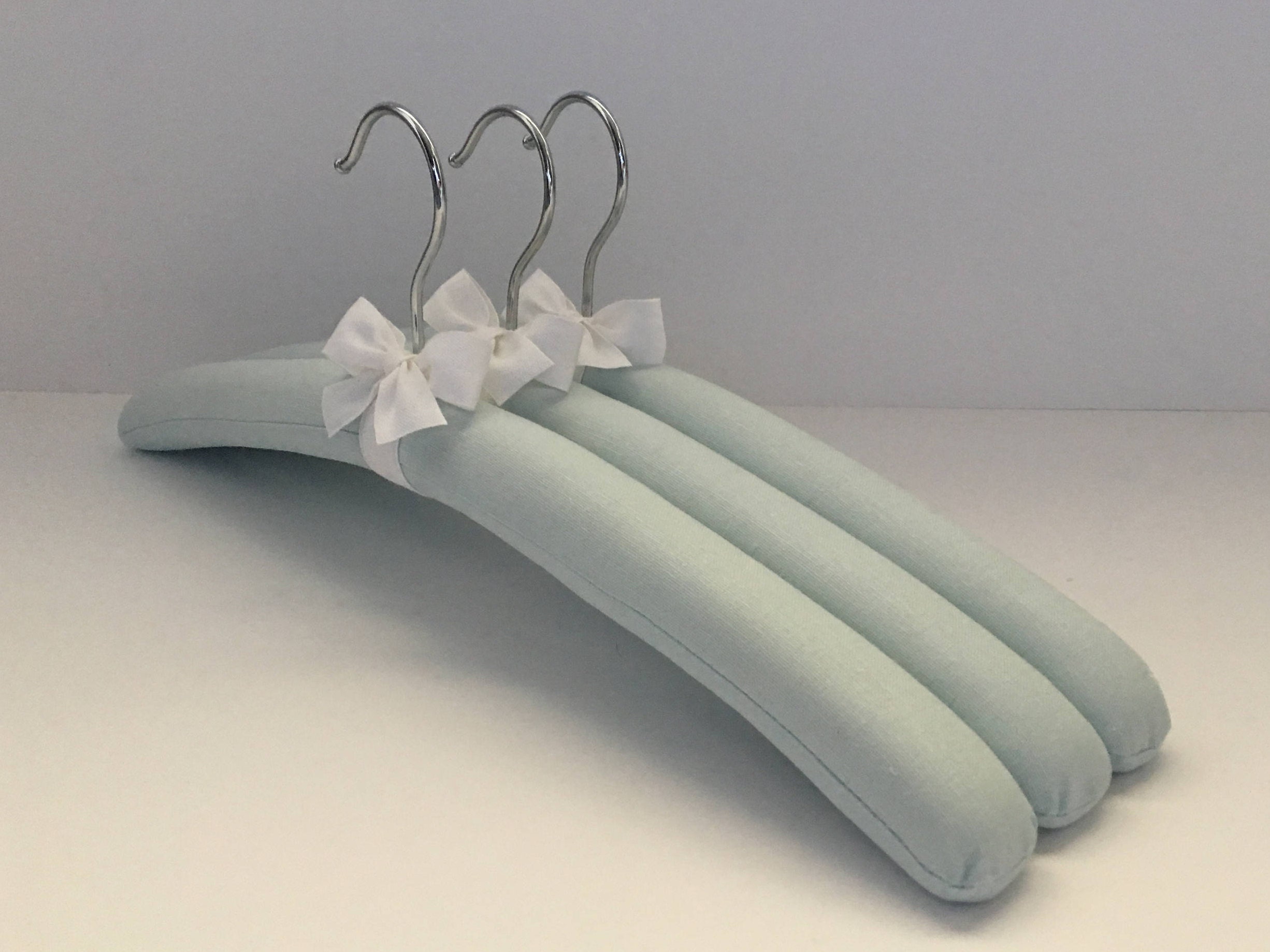 Spa Blue Linen Hangers Padded Hangers Bridesmaid's | Etsy