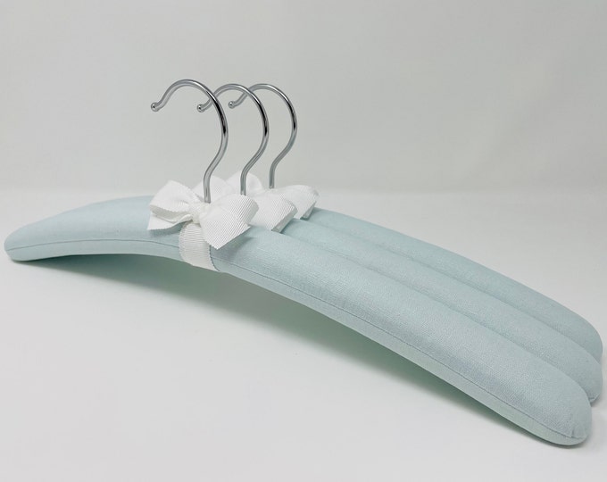 Spa Blue Linen Hangers, Padded Hangers, Bridesmaid's Hangers, Pale Blue ...