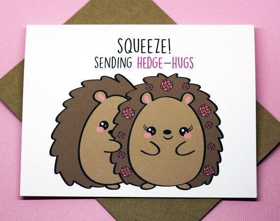 Squeeze Sending Hedge-hugs Thinking of You Hedgehogs Long | Etsy