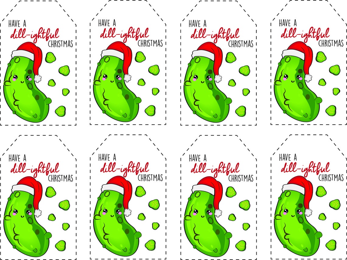 Pickle Christmas Gift Tags Punny Funny Gift Instant Download - Etsy