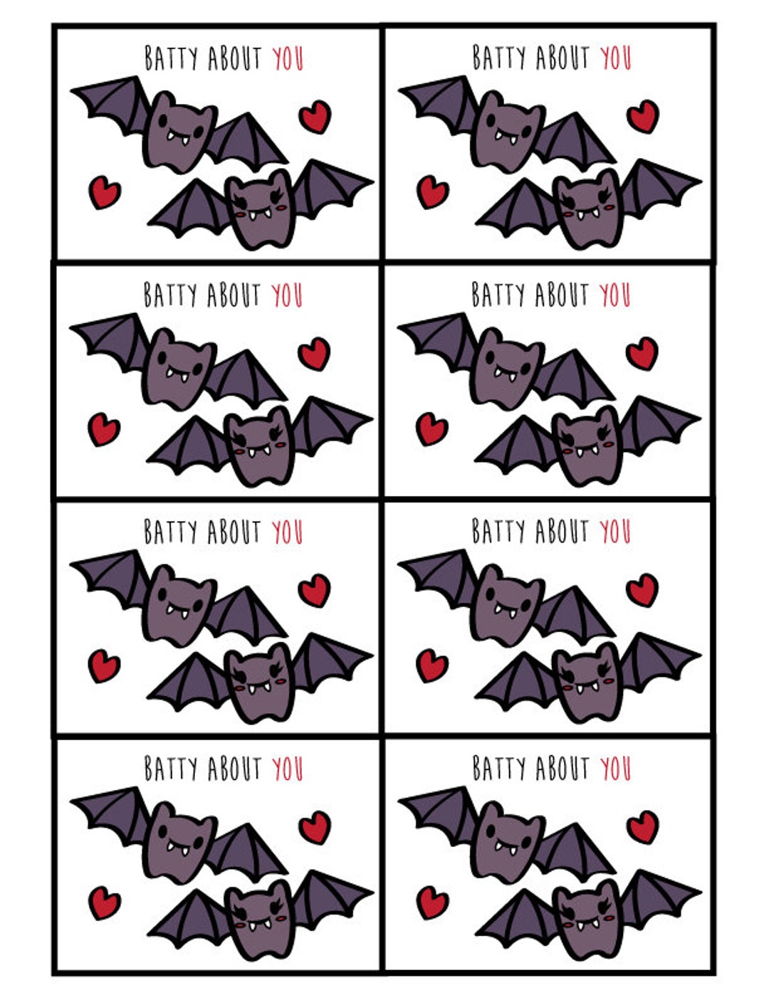 Batty About You Valentine’s Day Classroom Punny Funny Cute Instant ...