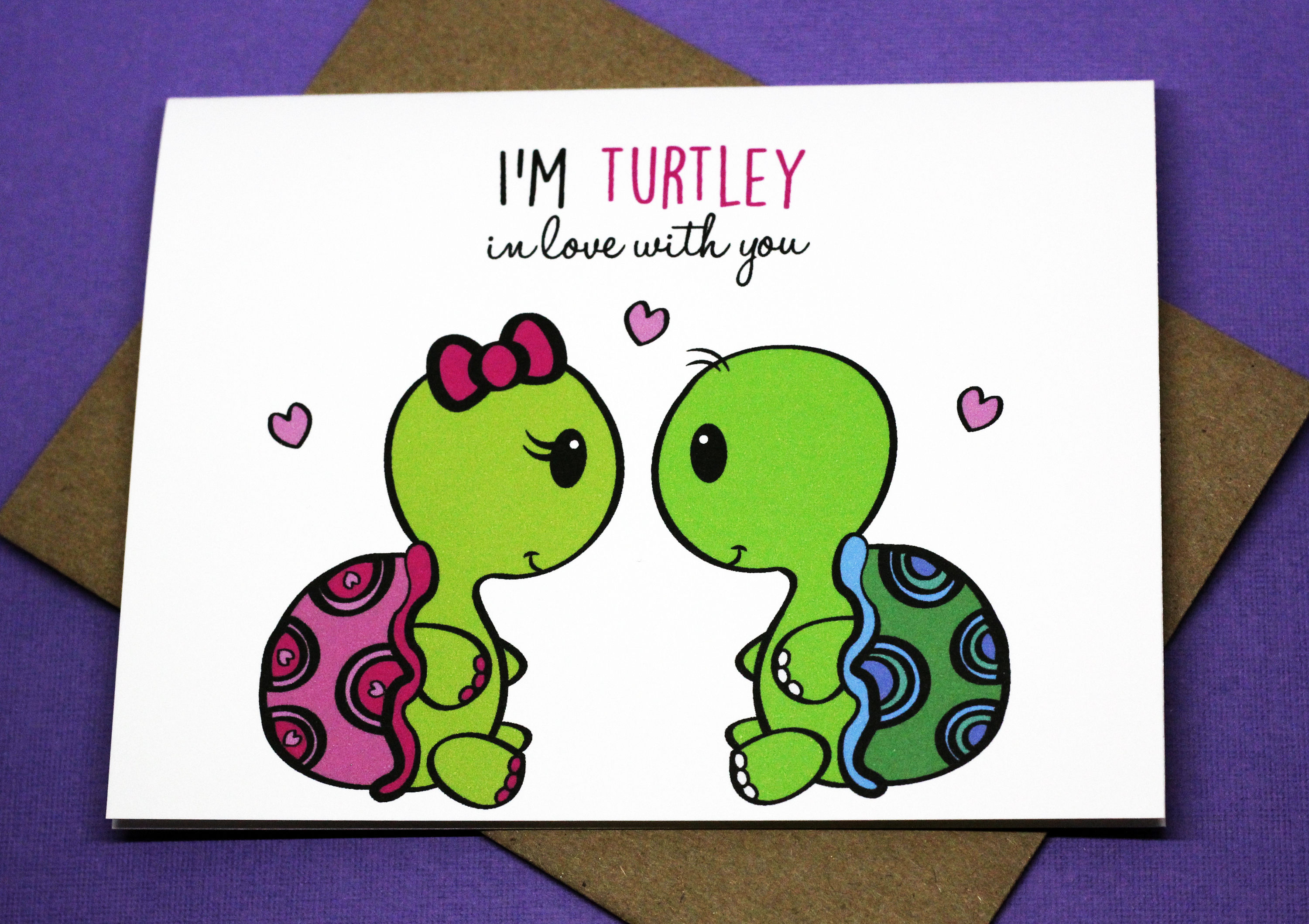I'm Turtely in Love With You Cute Funny Turtles Romance Punny Greeting ...