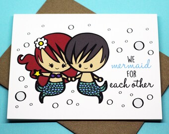 Mermaid for Each Other Greeting Card - Etsy