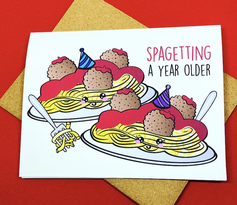 Spaghetting A Year Older Funny Spaghetti and Meatballs Pasta Lover ...