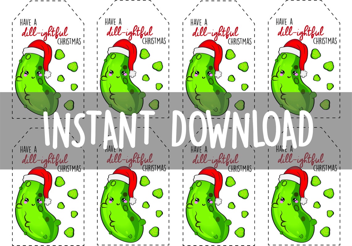 Pickle Christmas Gift Tags Punny Funny Gift Instant Download - Etsy