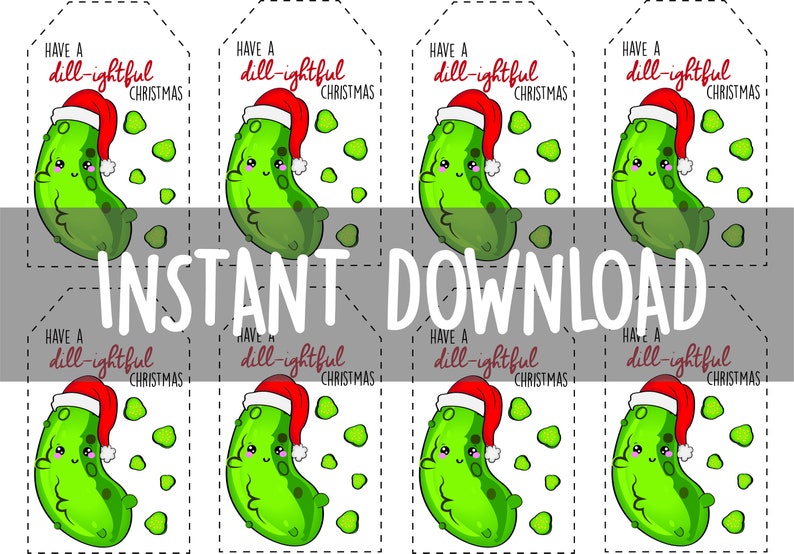 Pickle Christmas Gift Tags Punny Funny Gift Instant Download - Etsy