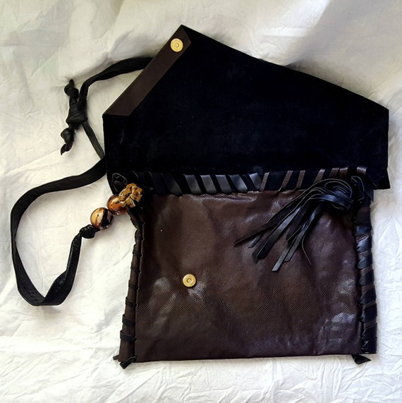 Vintage Hans Koch Shoulder or Crossbody Bag - Chocola… - Gem