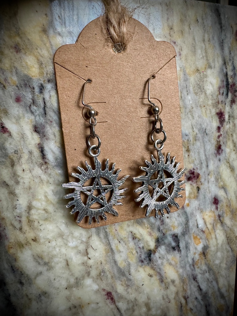 Supernatural Sigil Earrings | Anti-possession | Devil's Trap | Pentacle ...