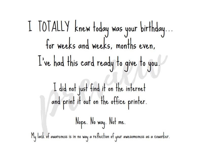Funny coworker birthday card printable pdf / Instant download | Etsy