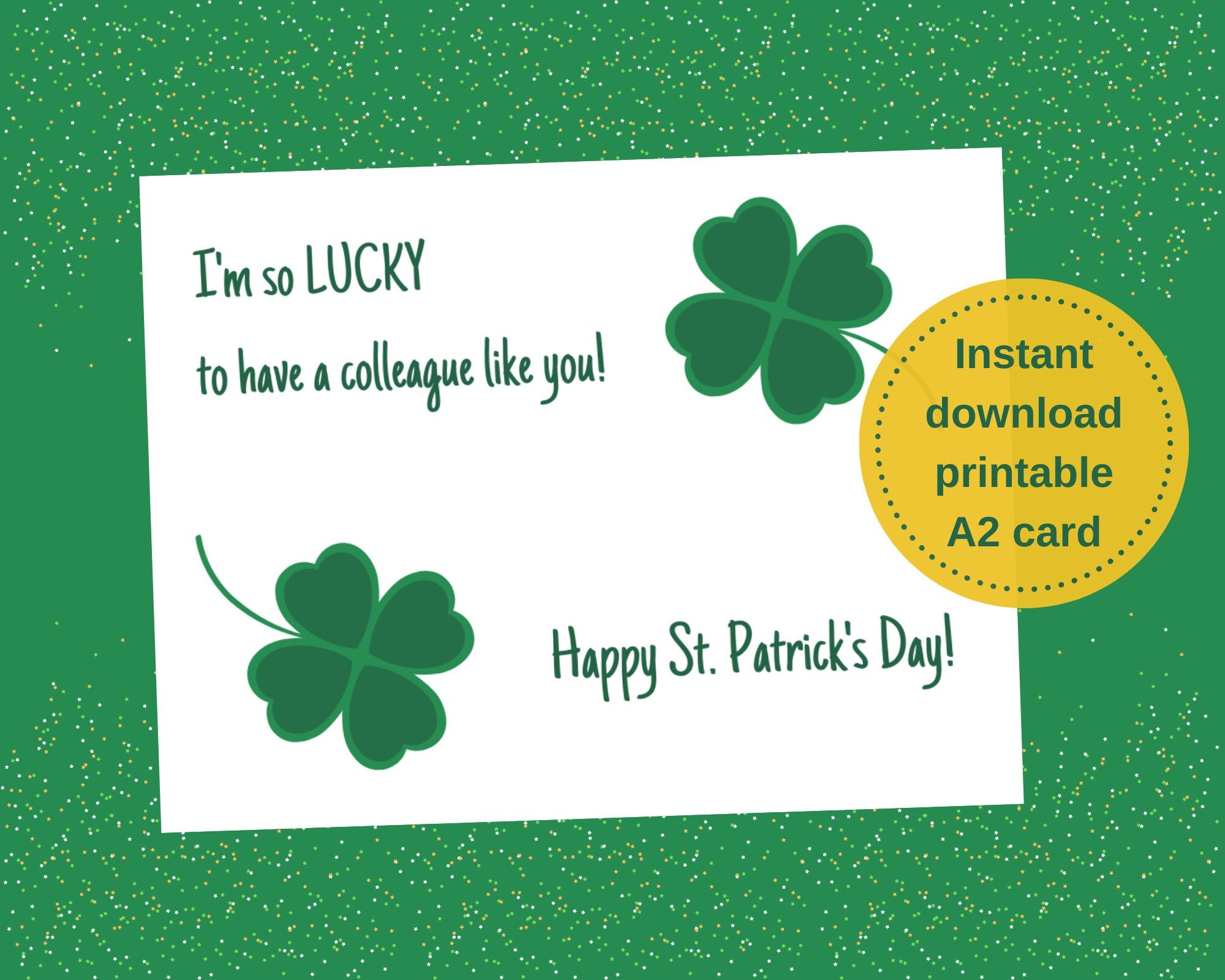 Printable St Patrick's Day card pdf / For coworkers | Etsy