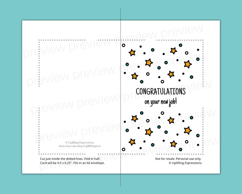 Printable New Job Congratulations Card / Instant Download Pdf - Etsy UK