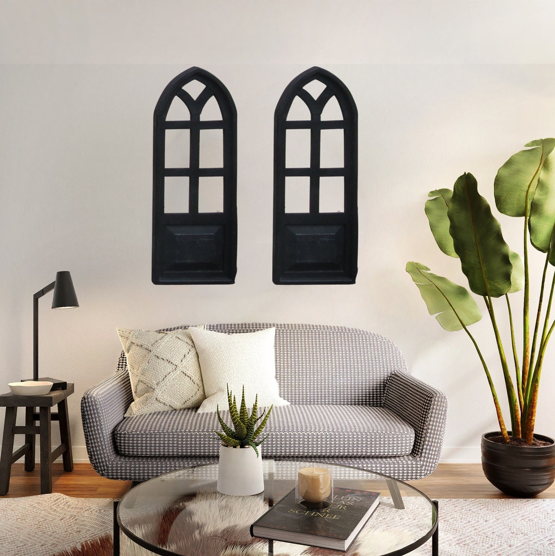 One Black Arched Cathedral Window Rustic Gothic Church - Etsy