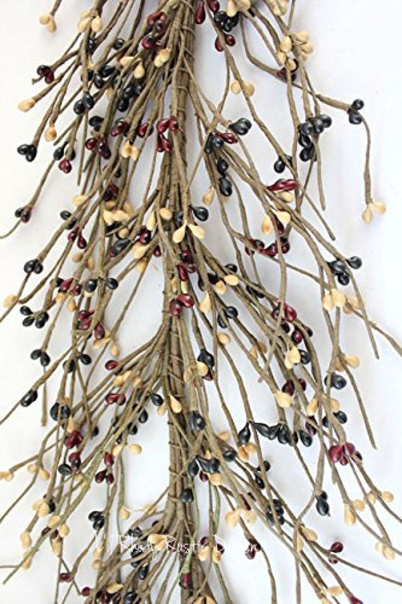 Black Tan and Burgundy Pip Berry Garland Country Garland | Etsy