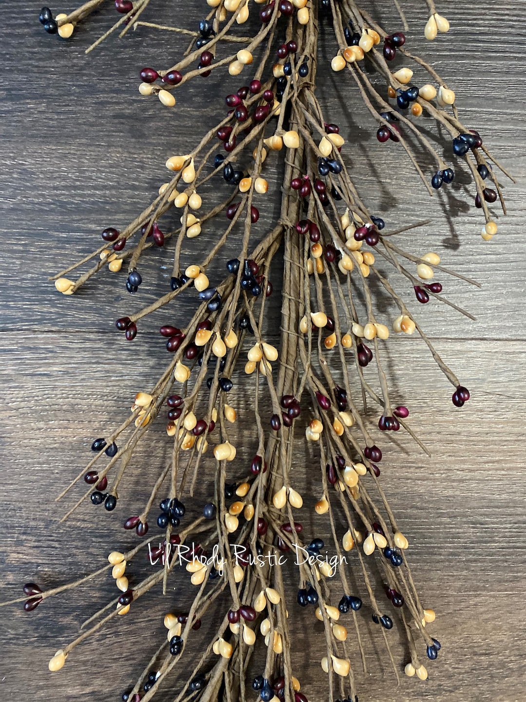 Black, Tan and Burgundy Pip Berry Garland, Country Garland, Floral ...