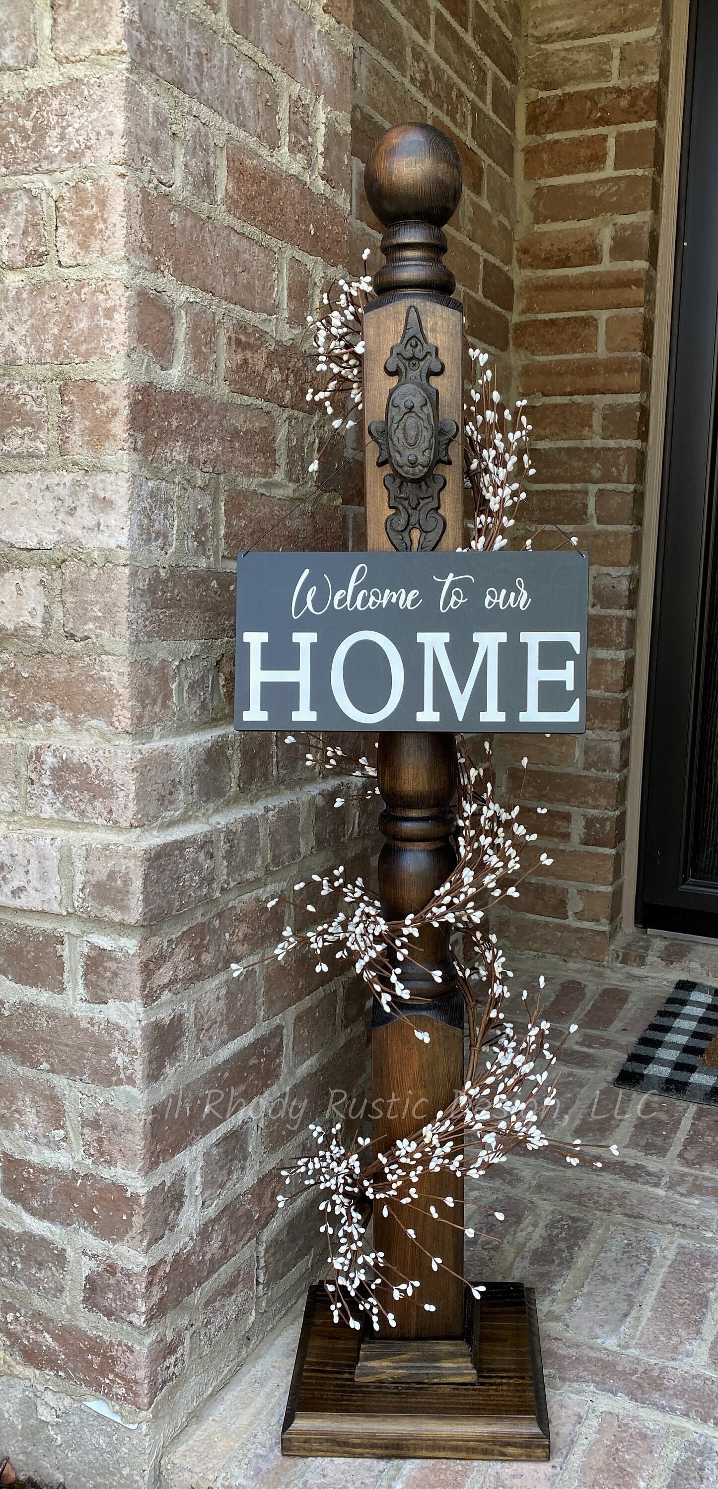 Decorative Porch Post, Decorative Welcome Sign, Front Door sign Post