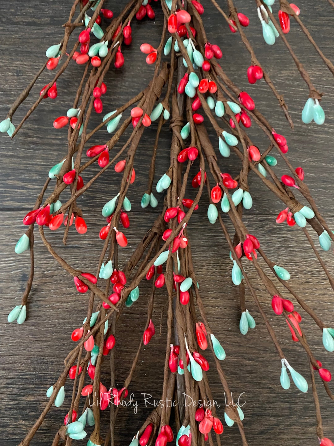 Light Mint, Cherry, and Coral Pip Berry Garland, Country Garland ...