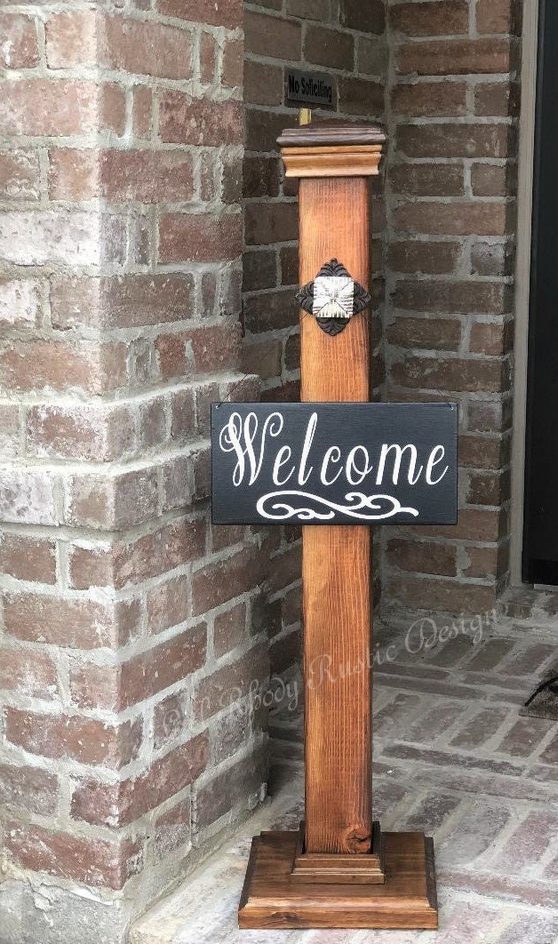 Porch Post with Welcome Sign