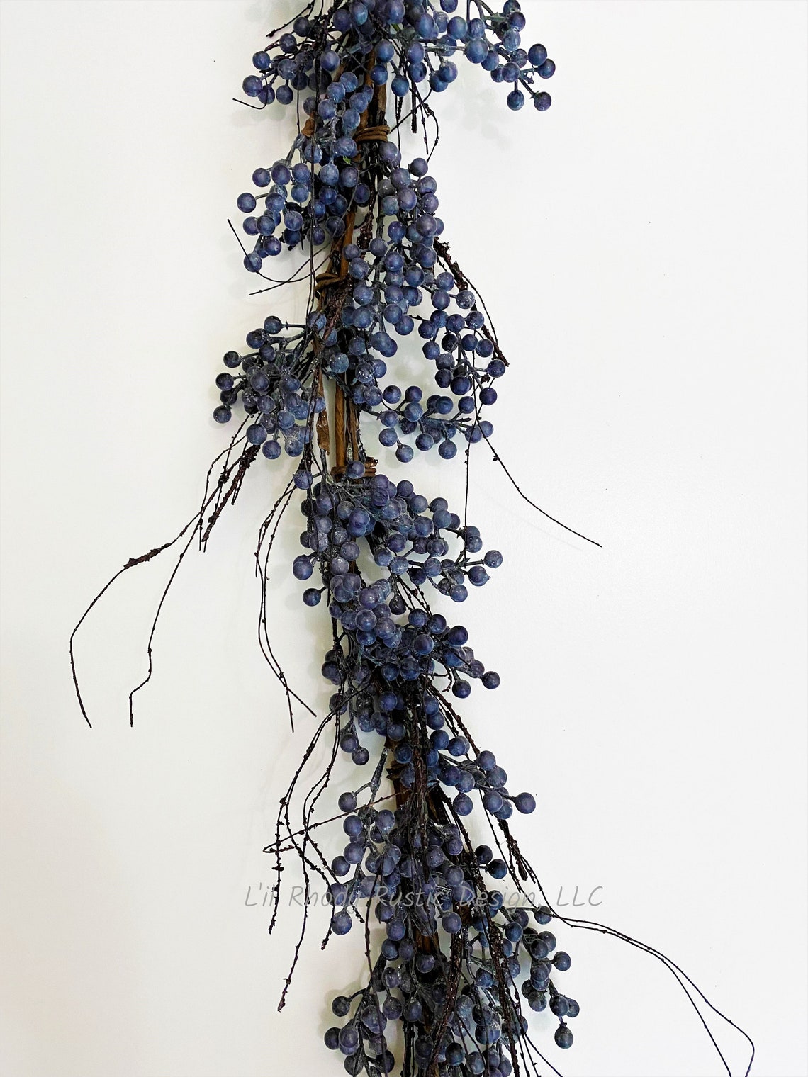 Blueberry Branch Powdered Faux Garland Farmhouse Garland - Etsy