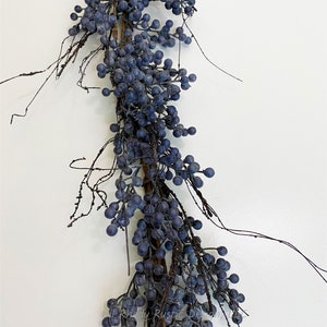 Blueberry Branch Powdered Faux Garland, Farmhouse Garland, Rustic ...