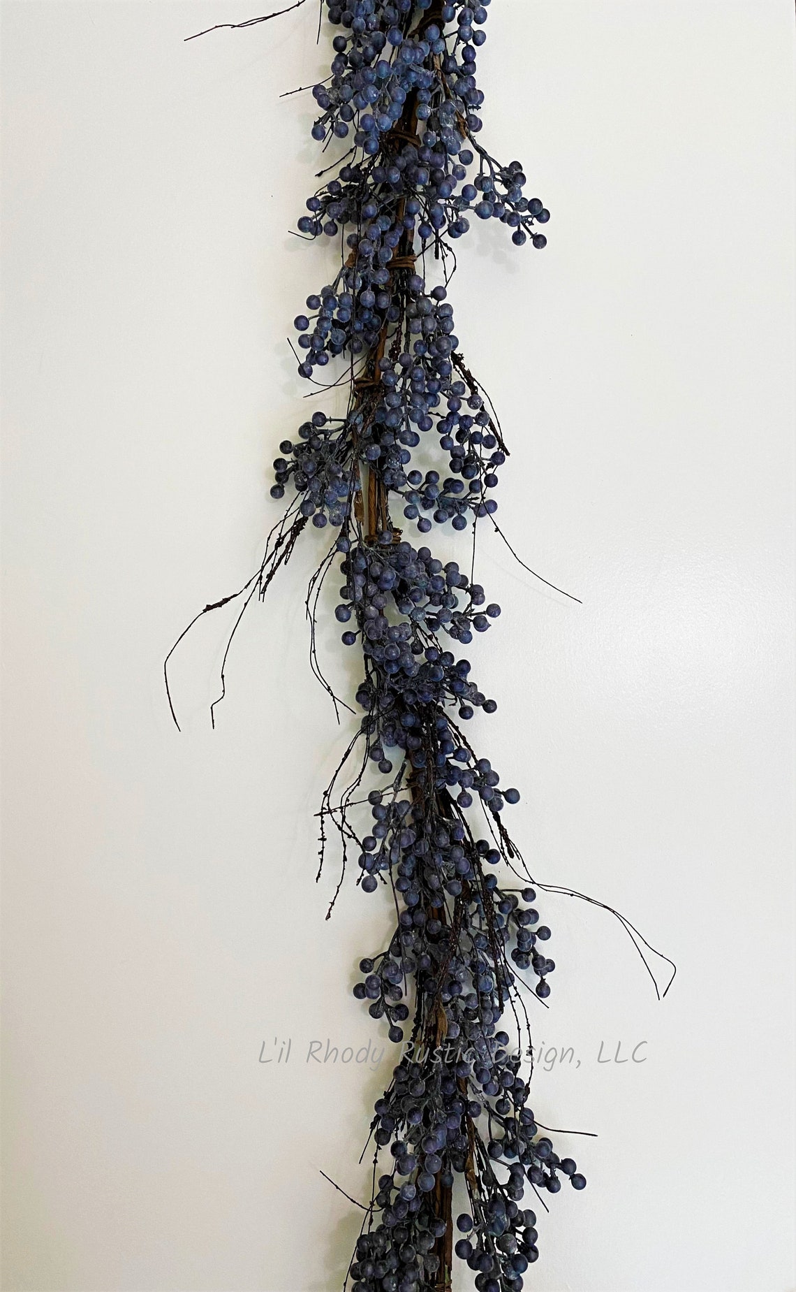 Blueberry Branch Powdered Faux Garland Farmhouse Garland - Etsy