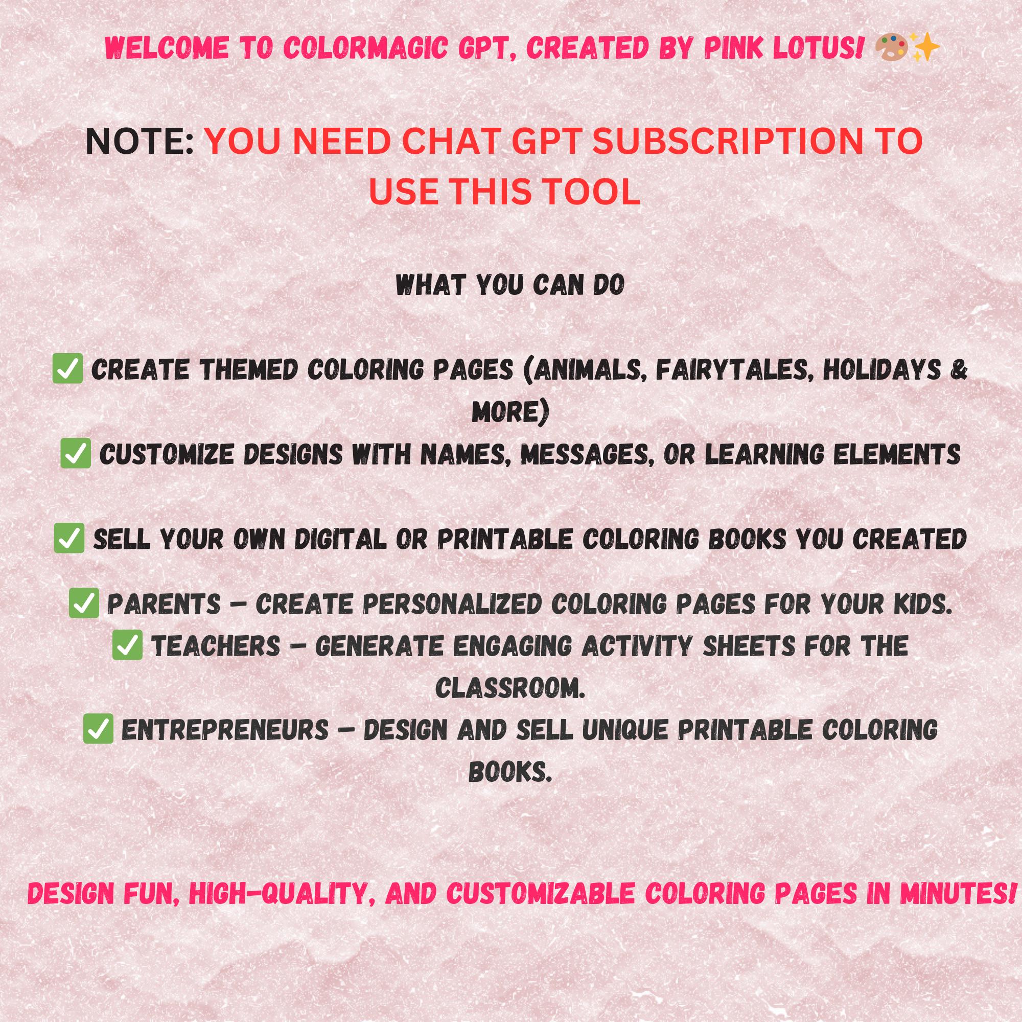 Custom Chatgpt Kids Coloring Page Creator Tool: A Custom GPT Coloring ...