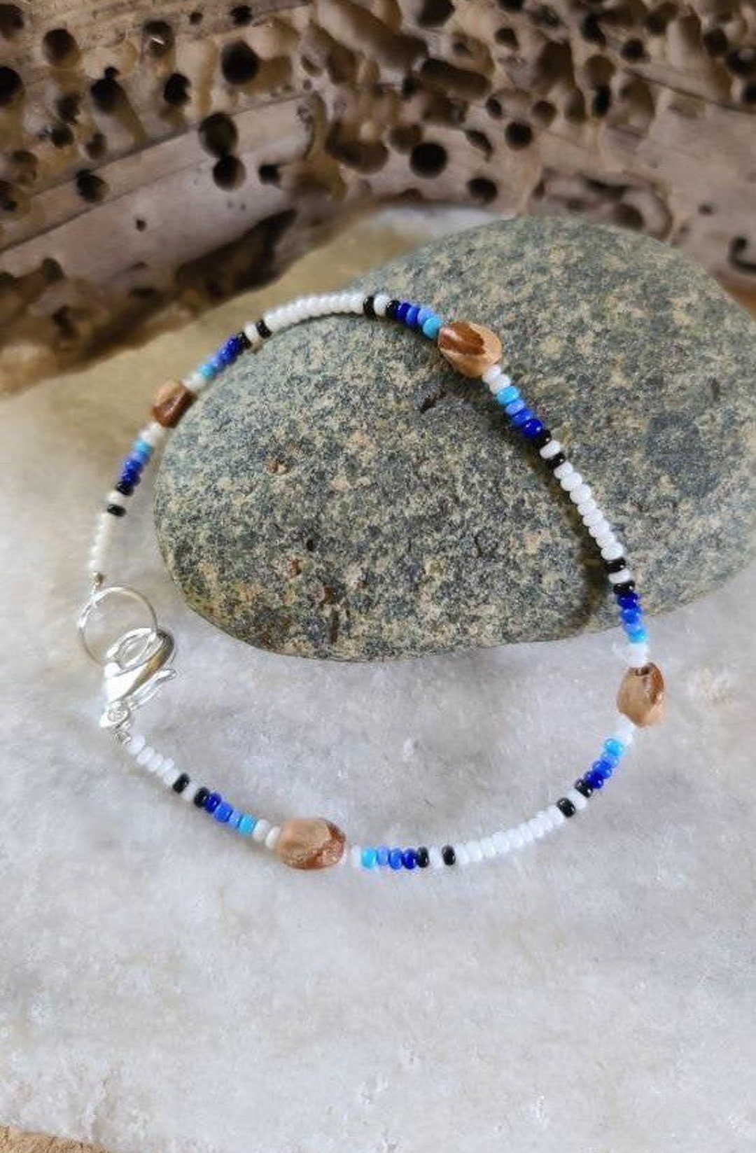 Blue Ghost Bead Bracelet, Navajo Protection Jewelry - Etsy