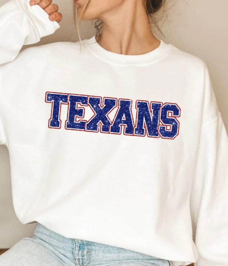 Texans Faux Glitter Crewneck - Etsy