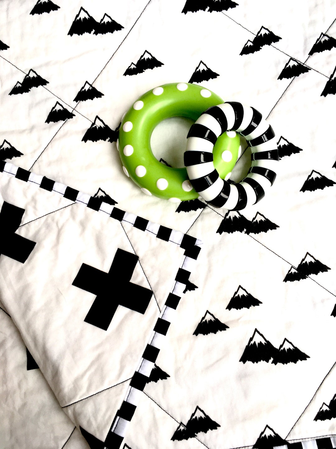 Swiss Cross Baby Quilt Modern Black and White Baby Blanket Monochrome ...