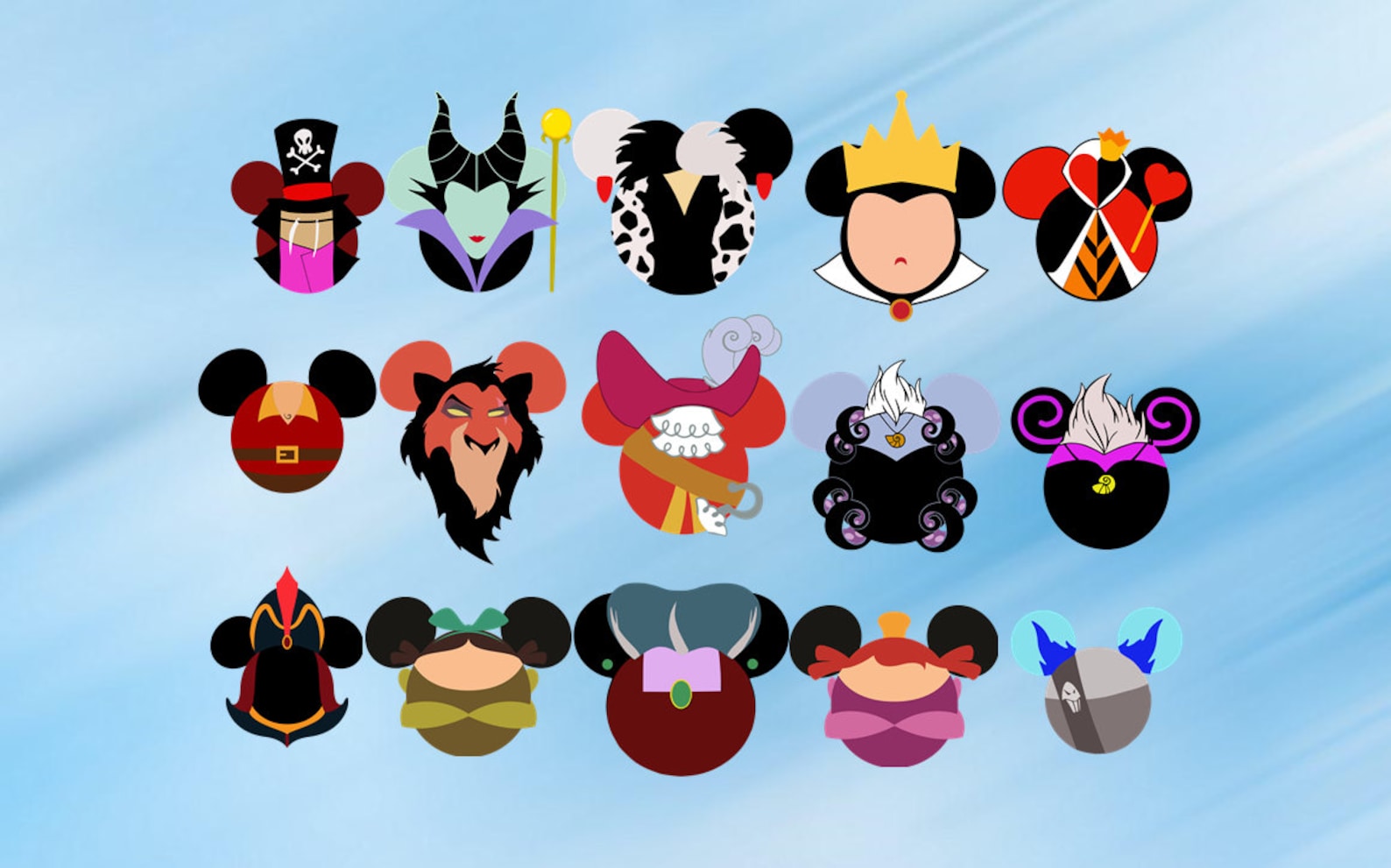 Disney villain mouse head iron on disney villain mickey head | Etsy