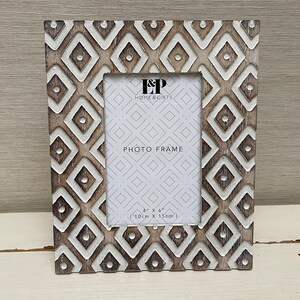 Wooden Photo Frame With White Diamond Detail 4x6 Inches - Etsy