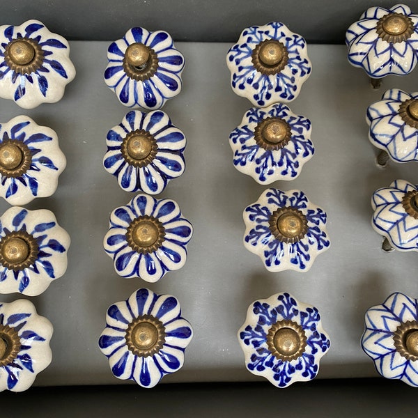 Blue Porcelain Knobs - Etsy
