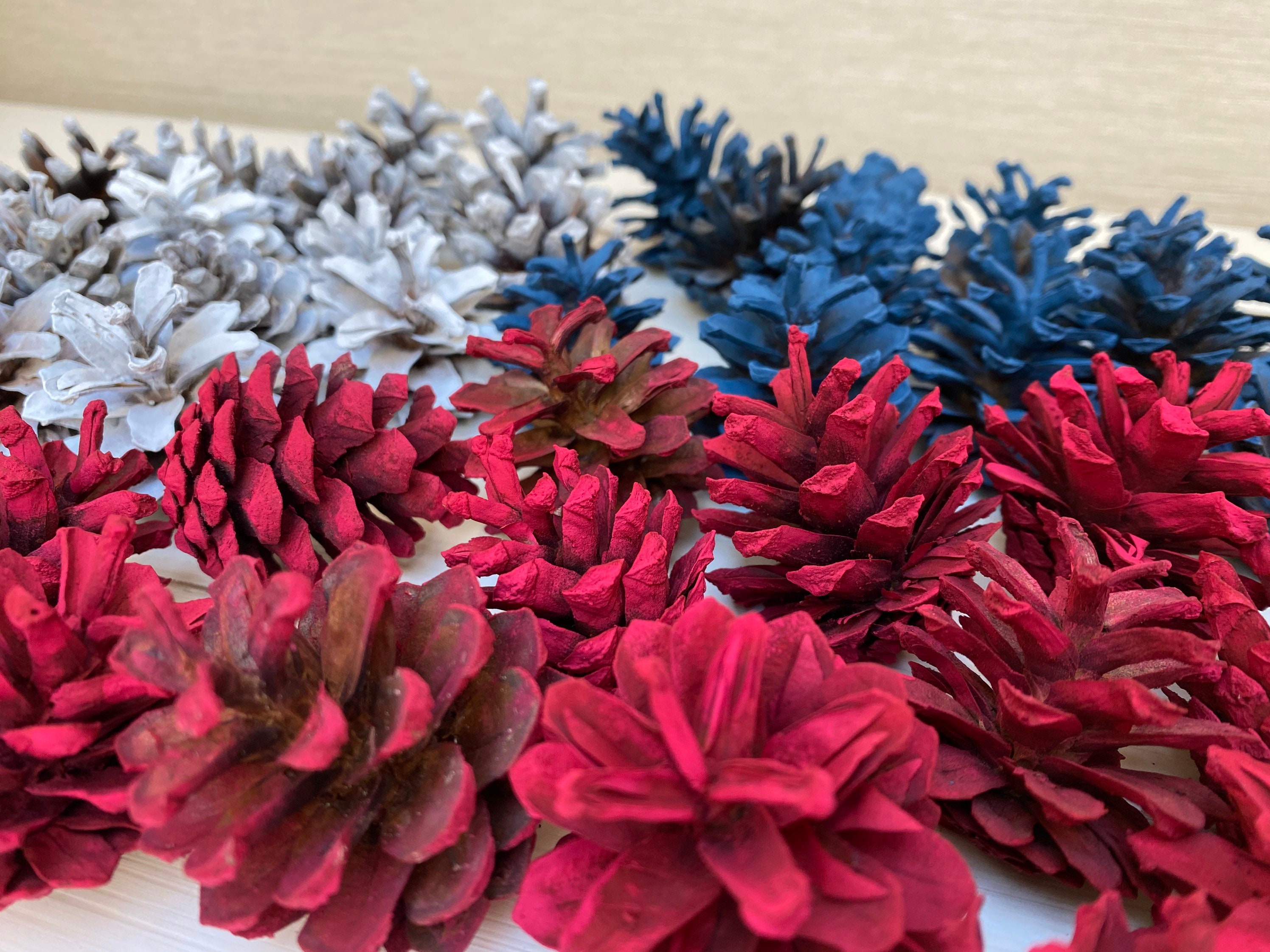 Sprayed Small Pine Cones Pack of 30 Choice of Red White or | Etsy